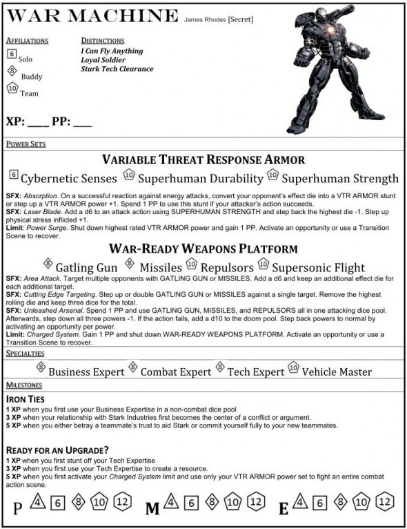 War Machine, Hero Datafile | Marvel Heroic Roleplaying Wiki | Fandom