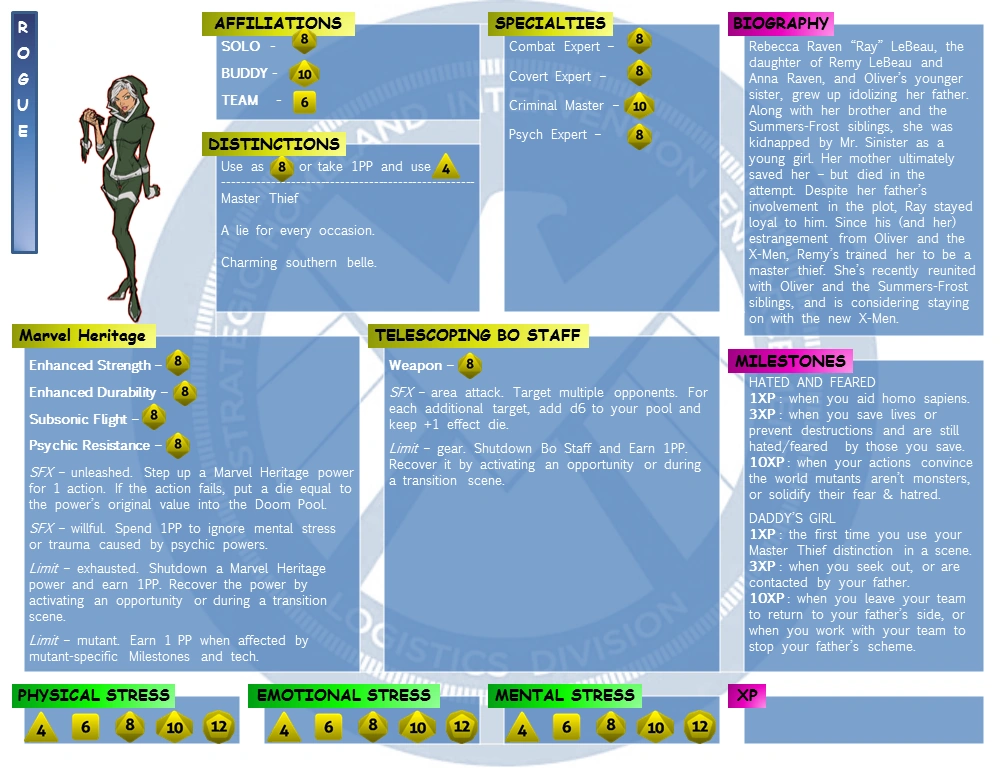 Rogue, Rebecca Raven "Ray" LeBeau (Earth-41001, Hero Datafile) | Marvel ...