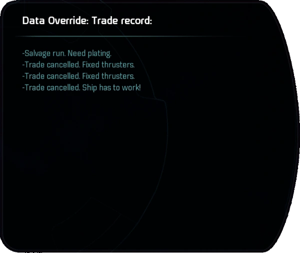 Data override: Trade record: - Mass Effect: Andromeda Wiki