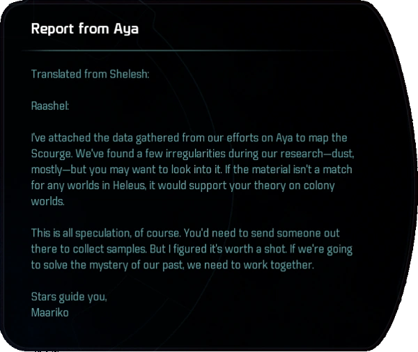 Report from Aya - Mass Effect: Andromeda Wiki