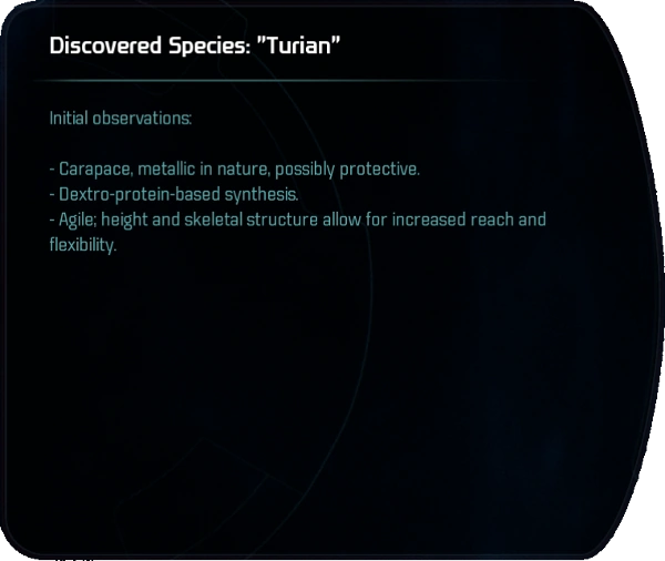 Discovered Species: "Turian" - Mass Effect: Andromeda Wiki