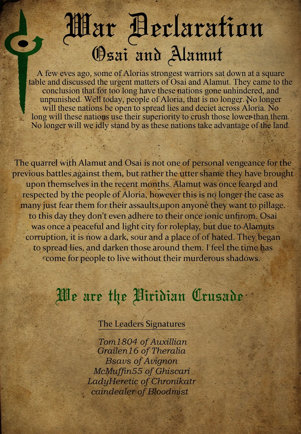 The Viridian Crusade | MassiveCraft Survival Lore Wiki | Fandom