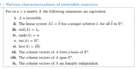 Various characterizations of invertible matrices 2 | Math index Wiki ...
