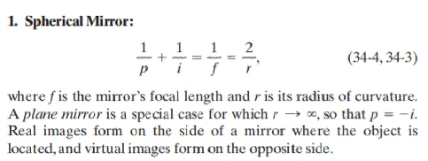 Spherical mirror definition | Math index Wiki | Fandom