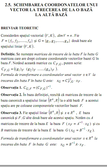 Trecerea de la o bază la alta a unui spațiu vectorial | Math Wiki | Fandom