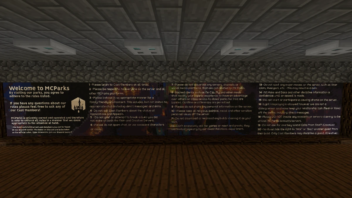 MCPark Server Rules | MCParks Wiki | Fandom