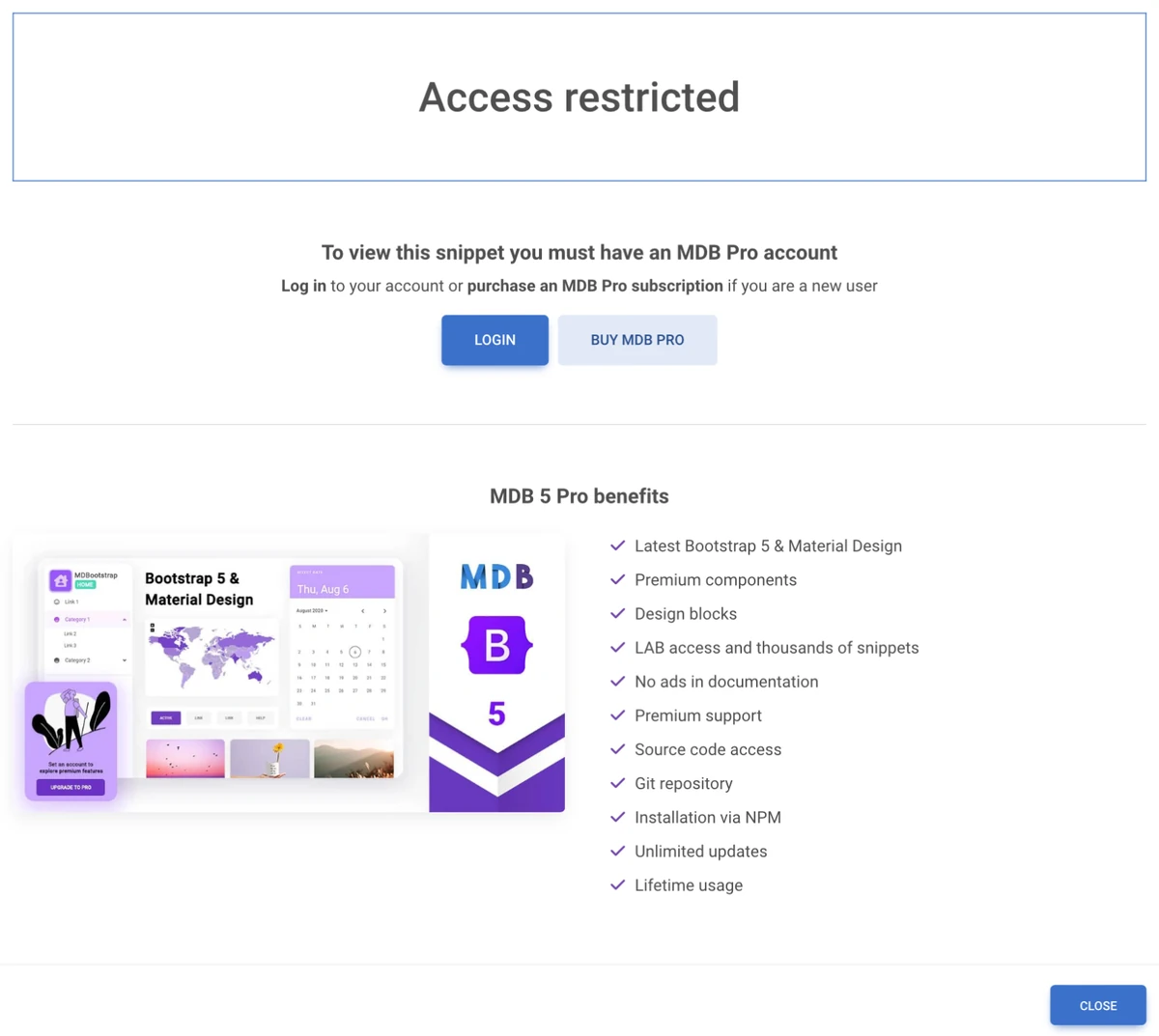 Access restricted (Modal) | MDBootstrap Wiki | Fandom