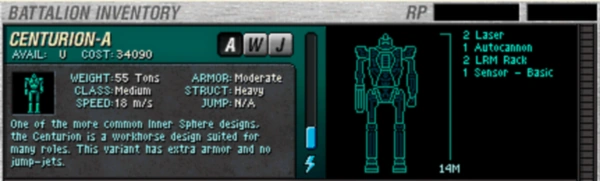 Centurion | MechCommander Gold Wiki | Fandom