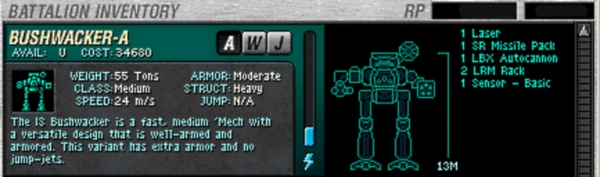 Bushwacker | MechCommander Gold Wiki | Fandom