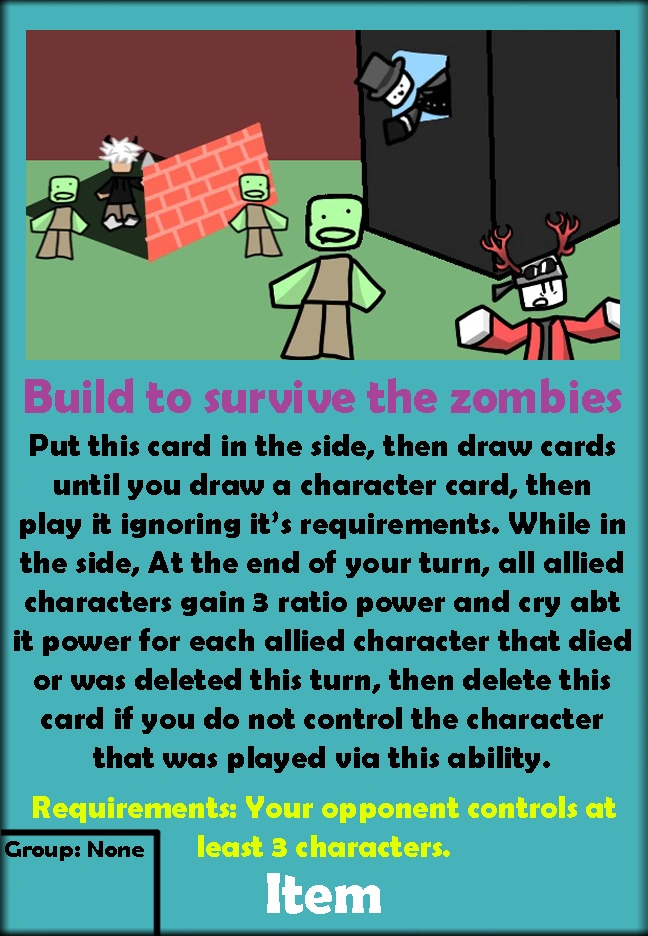 Build to survive the zombies | Meme machine card game Wiki | Fandom