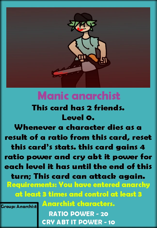 Manic anarchist | Meme machine card game Wiki | Fandom