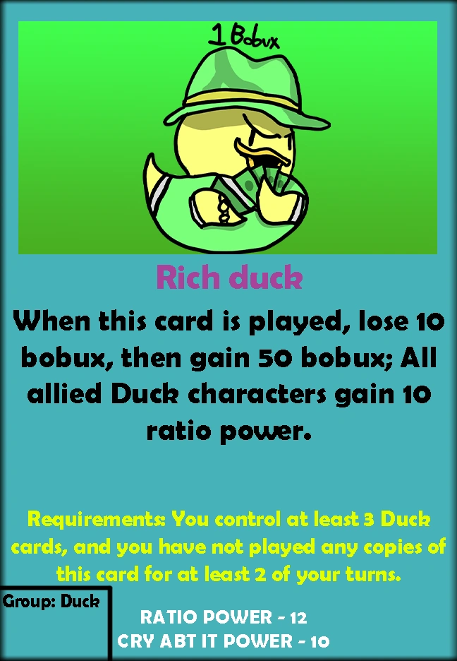 Rich duck | Meme machine card game Wiki | Fandom