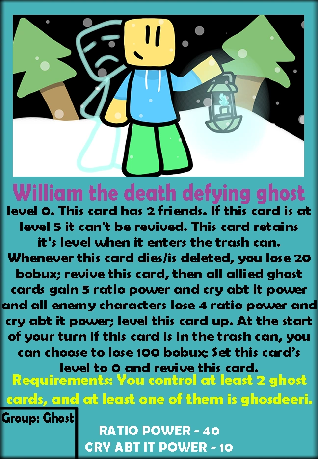 William the death defying ghost | Meme machine card game Wiki | Fandom