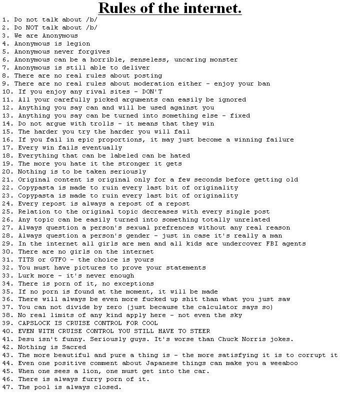Rules of the Internet | Teh Meme Wiki | Fandom