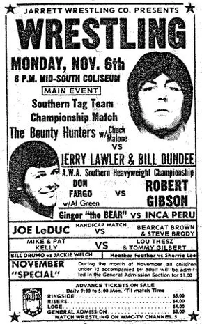 Monday 6 November, 1978 event | Memphis Wrestling Wiki | Fandom