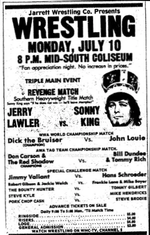 Monday 10 July, 1978 event | Memphis Wrestling Wiki | Fandom