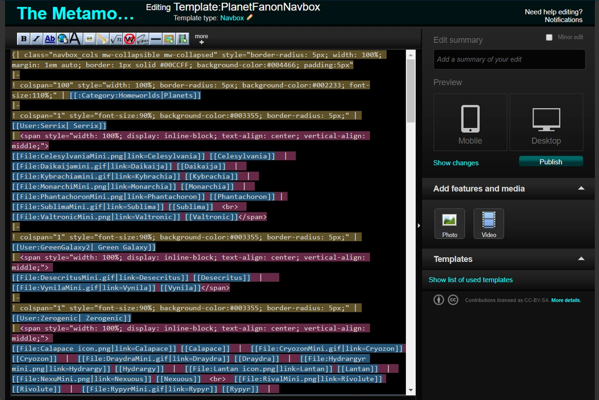 Planet Navbox Tutorial | The Metamo Archives Wiki | Fandom