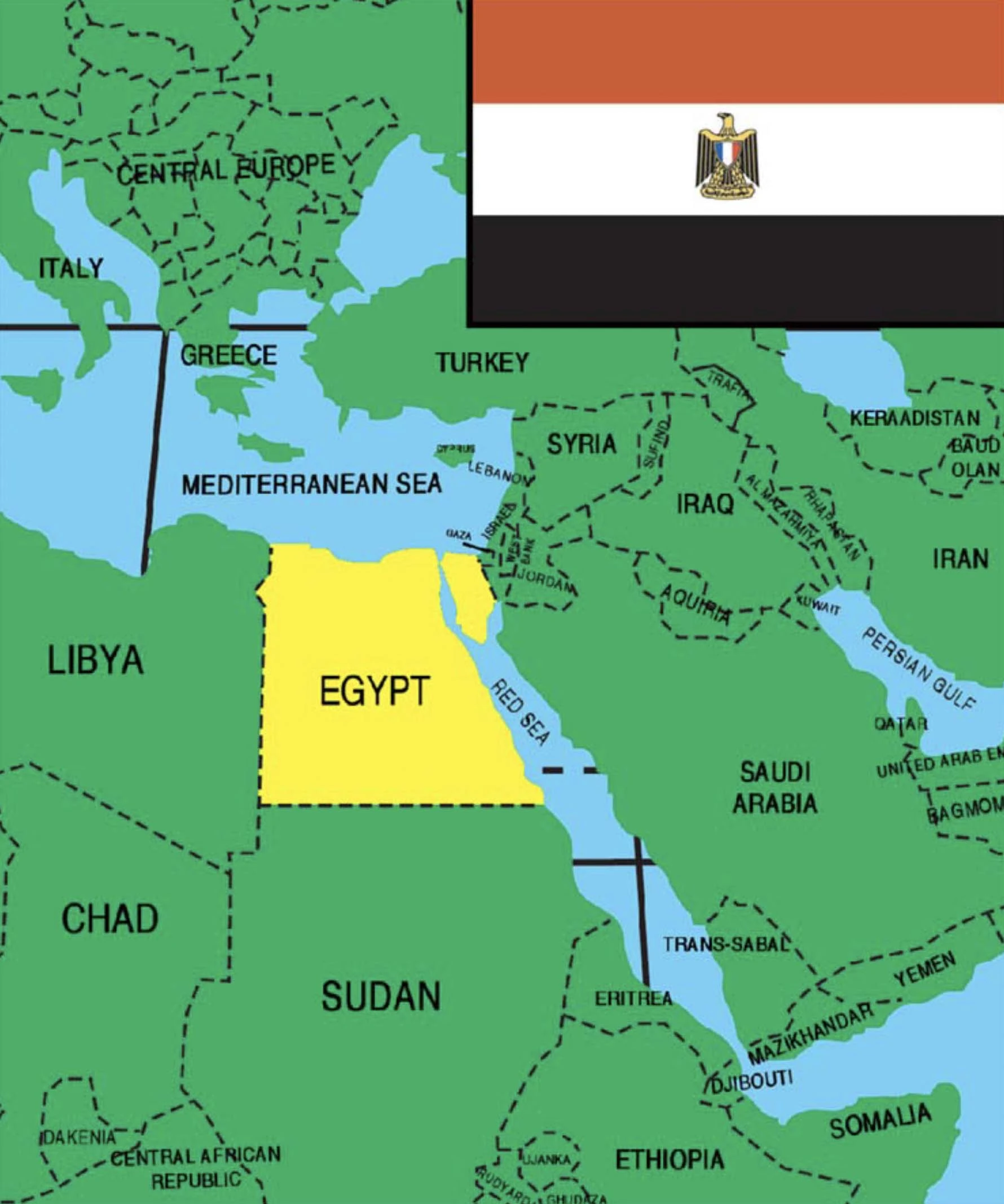 Map Showing Countries That Border Egypt