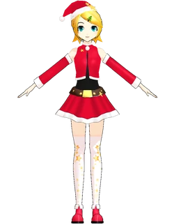 Rin Kagamine Santa costume (Uri) | MikuMikuDance Wiki | Fandom