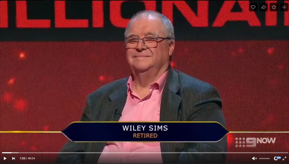 Wiley Sims | Who Wants To Be A Millionaire Wiki | Fandom
