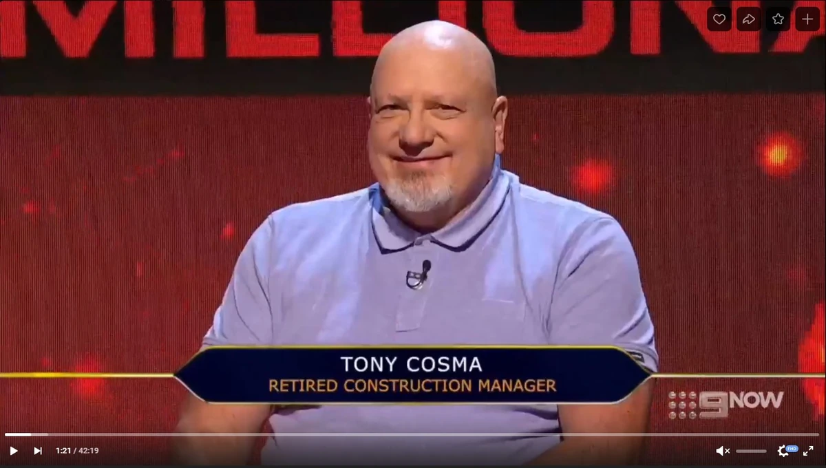 Tony Cosma | Who Wants To Be A Millionaire Wiki | Fandom