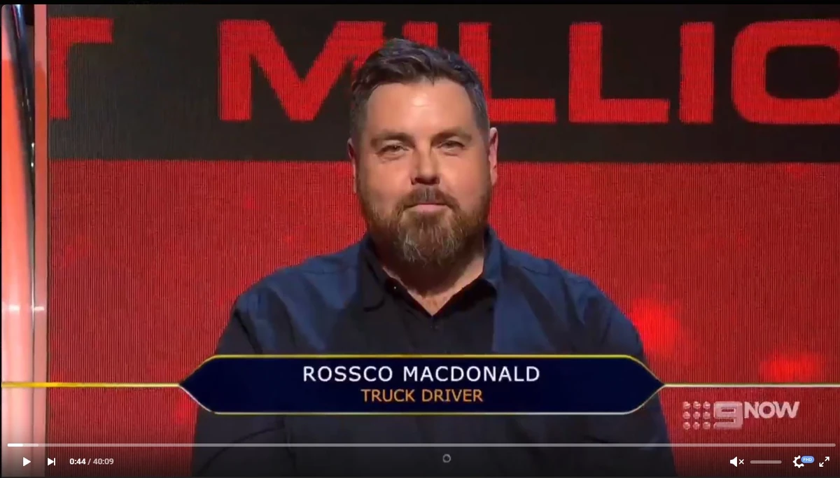 Rossco Macdonald | Who Wants To Be A Millionaire Wiki | Fandom