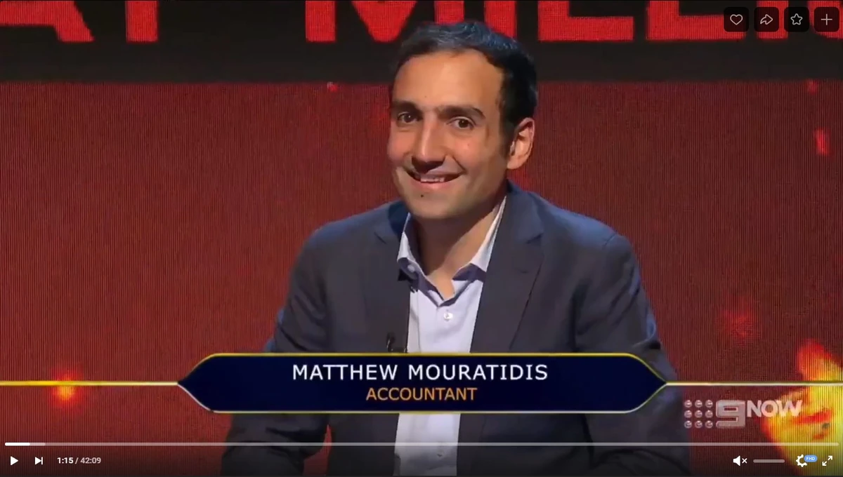 Matthew Mouratidis | Who Wants To Be A Millionaire Wiki | Fandom