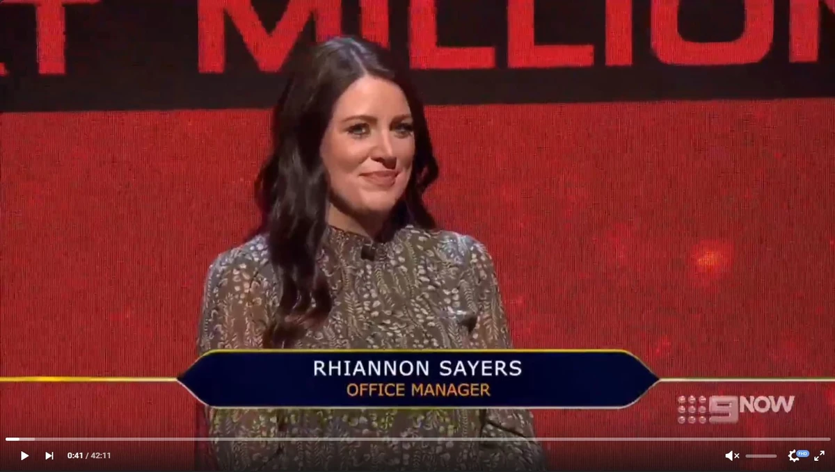 Rhiannon Sayers | Who Wants To Be A Millionaire Wiki | Fandom