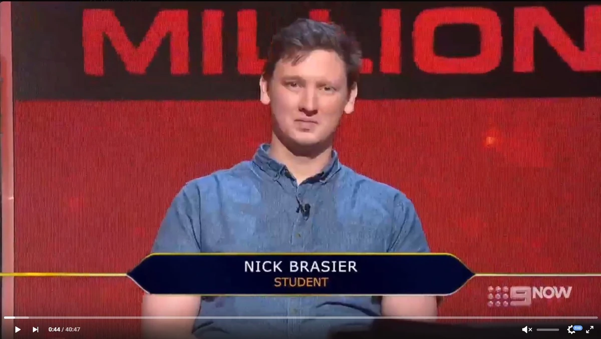 Nick Brasier | Who Wants To Be A Millionaire Wiki | Fandom
