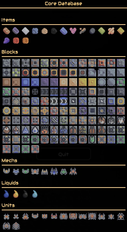 Core Database | Mindustry Unofficial Wiki | Fandom