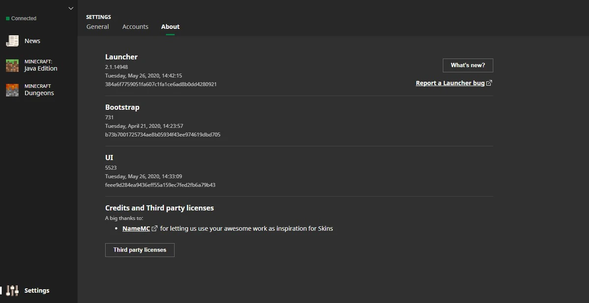 Launcher 2.1.1494x – Minecraft Wiki