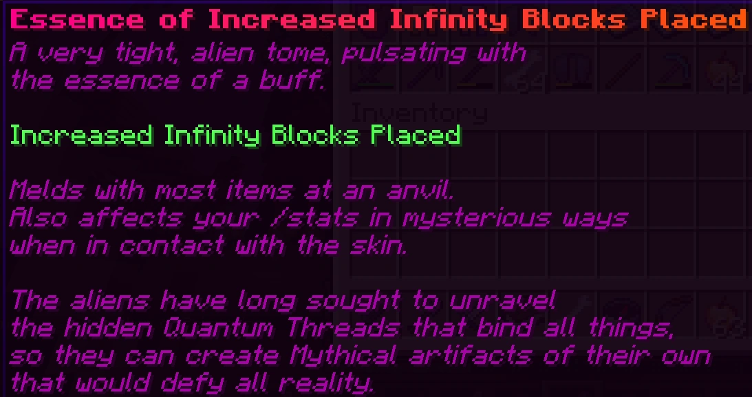 Essence of Increased Infinity Blocks Placed | Minewind Wiki | Fandom