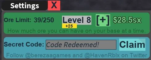 Codes | Mini Miners Wiki | Fandom