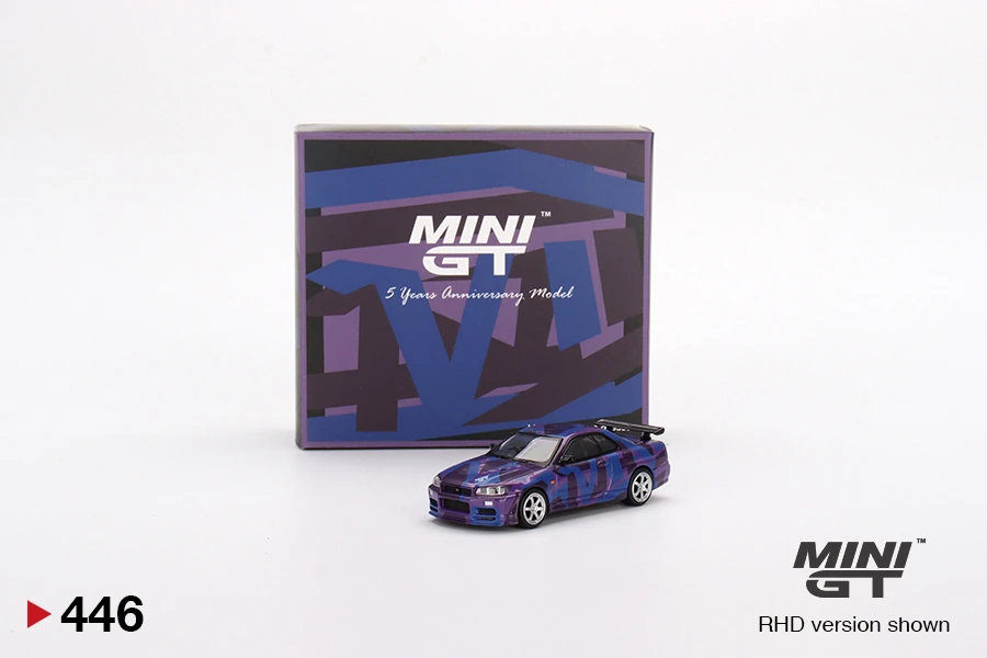Nissan Skyline GT-R (R34) V-Spec II MINI GT Digital Camouflage Purple ...