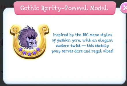 Gothic Rarity-Pommel Model | The My Little Pony Gameloft Wiki | Fandom
