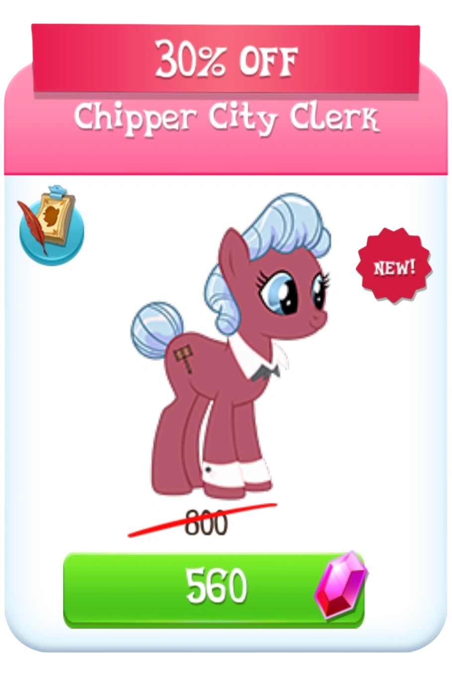Chipper City Clerk | The My Little Pony Gameloft Wiki | Fandom
