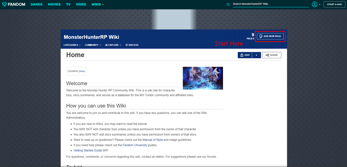 How to Create a Wiki Page | MonsterHunterRP Wiki | Fandom