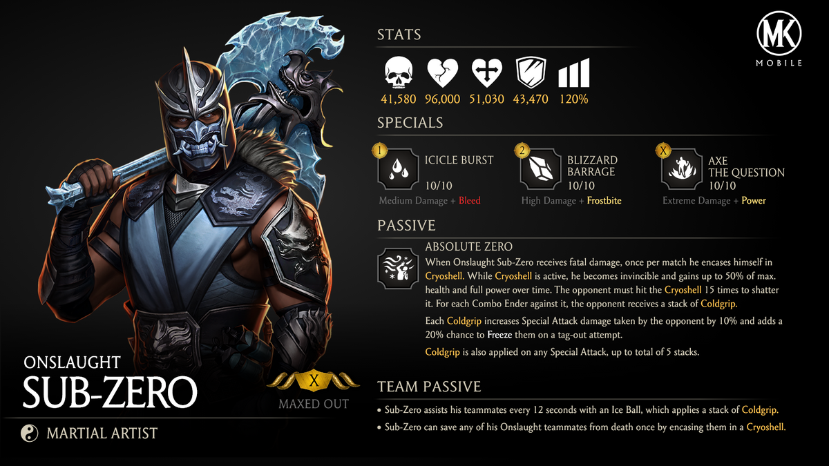 Sub Zeroonslaught Mortal Kombat Mobile Wikia Fandom