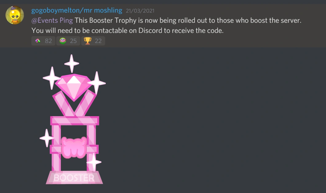 Booster trophy | Moshi Rewritten Wiki | Fandom