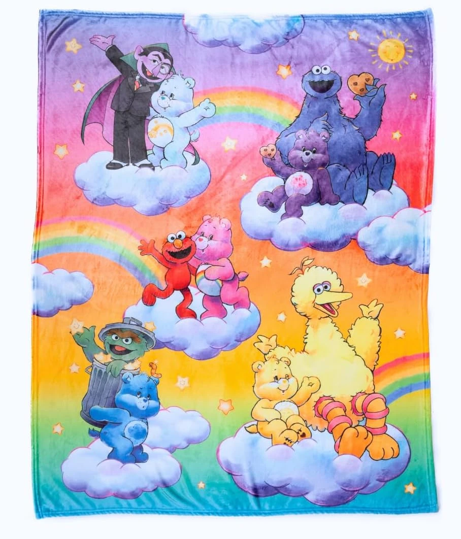 Care Bears x Sesame Street blankets (Franco Manufacturing) | Muppet ...