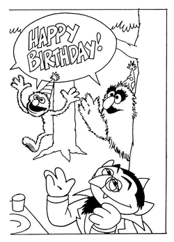 sesame street coloring pages birthday