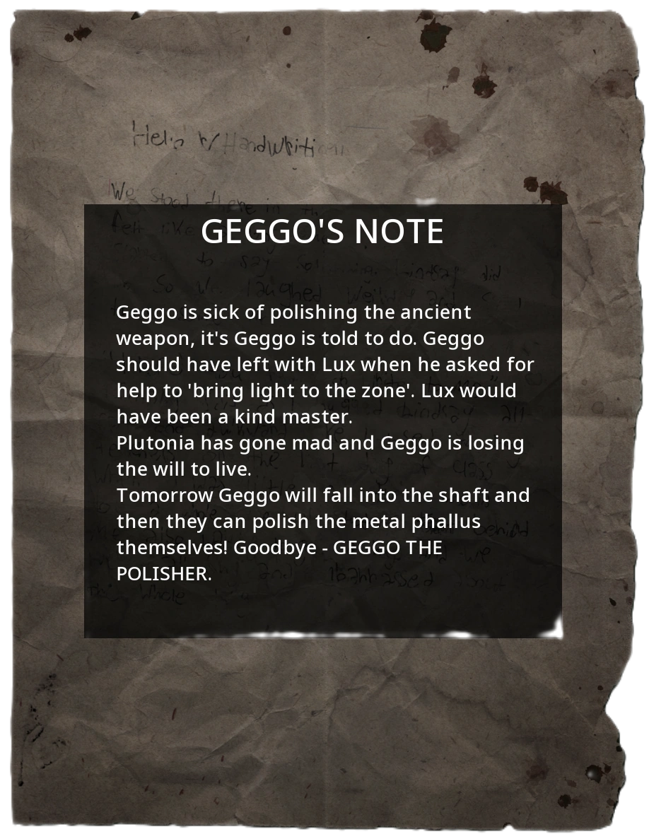 GEGGO'S NOTE | Mutant Year Zero: Road to Eden Wiki | Fandom