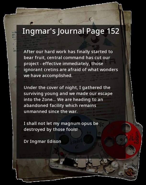 Ingmar's Journal Page 152 | Mutant Year Zero: Road to Eden Wiki | Fandom