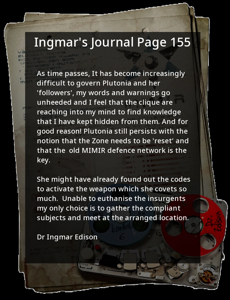 Ingmar's Journal Page 155 | Mutant Year Zero: Road to Eden Wiki | Fandom