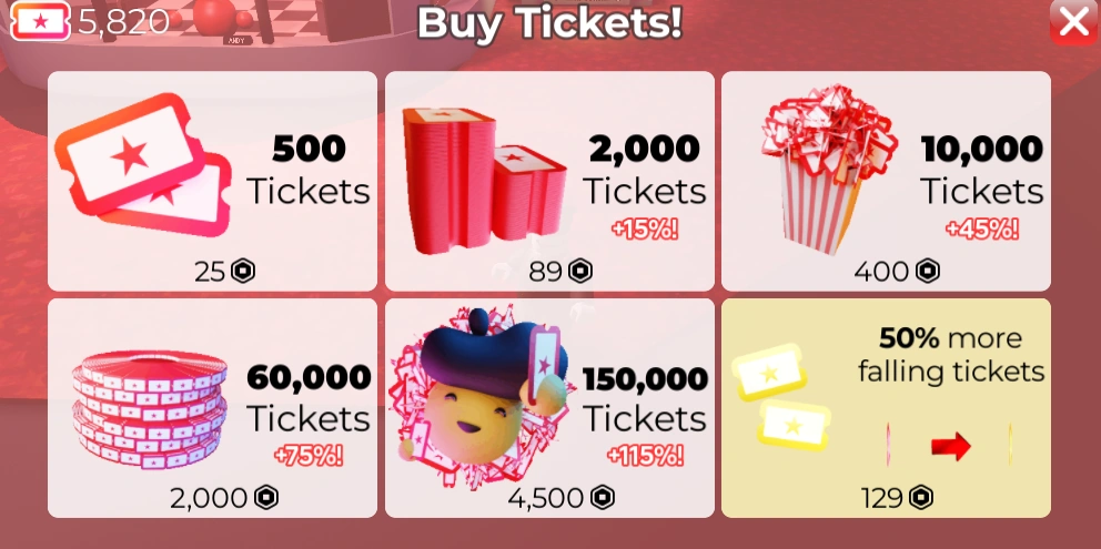 Tickets | 🎥My Movie Roblox Wiki | Fandom