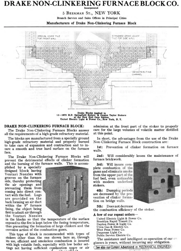 Drake Non-Clinkering Furnace Block Company | MyCompanies Wiki | Fandom
