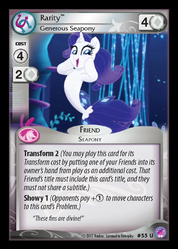 Rarity, Generous Seapony | My Little Pony Collectible Card Game Wiki ...