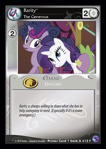 Rarity, The Generous | My Little Pony Collectible Card Game Wiki | Fandom