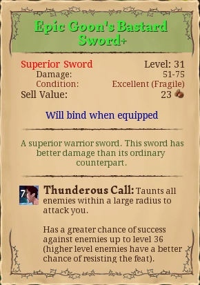 Epic Goon's Bastard Sword | Villagers and Heroes Reborn – Wiki | Fandom