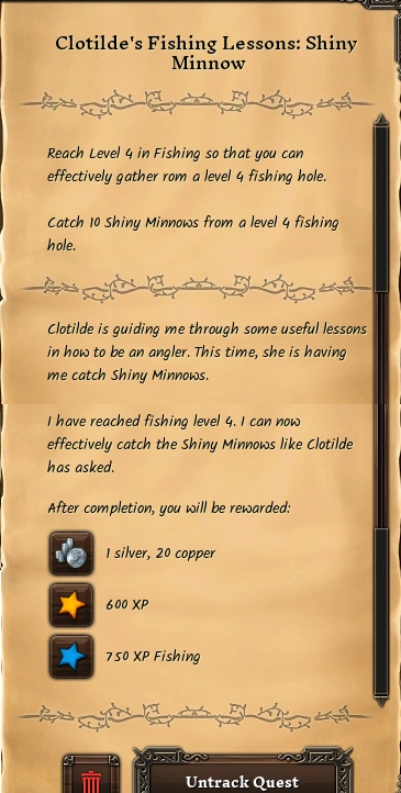 Clotilde's Fishing Lessons: Shiny Minnow | Villagers and Heroes Reborn ...